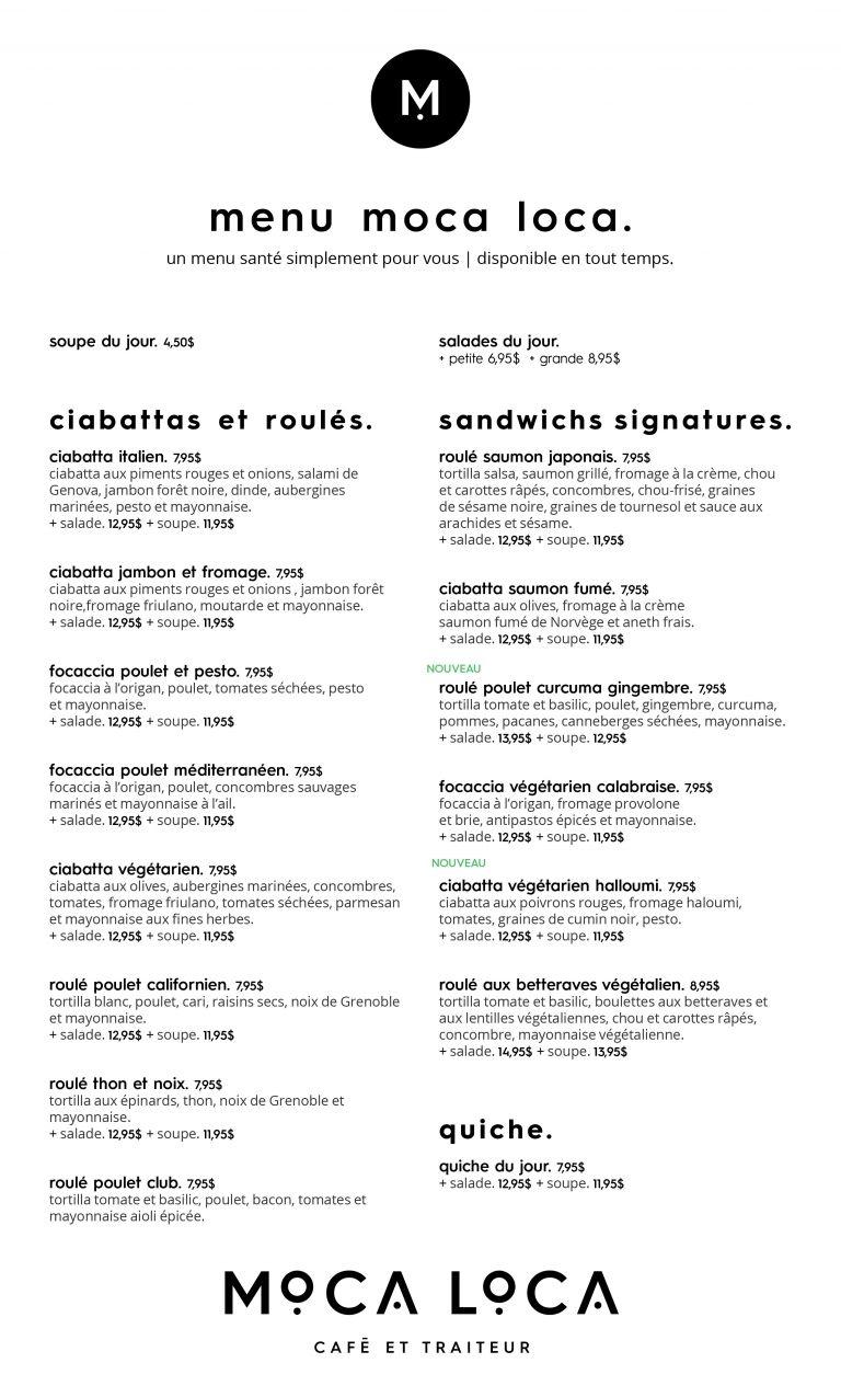 MENU – Moca Loca Cafe